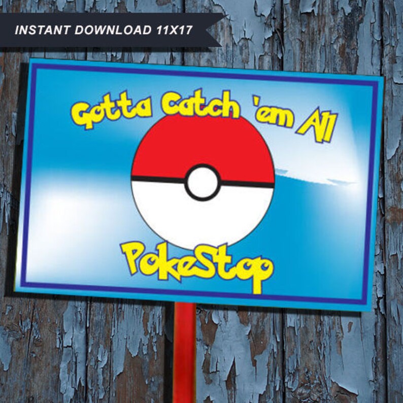 Pokemon Pokemon Party Pokestop Pokemon sign Pokemon | Etsy