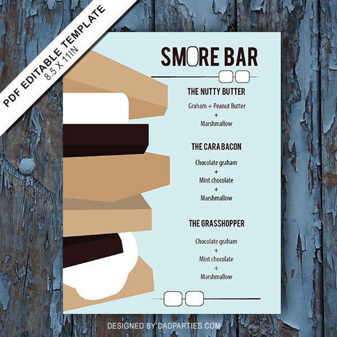 Smore Smore Menu S Mores Menu Smores Bar Smores Bar Ideas - Etsy