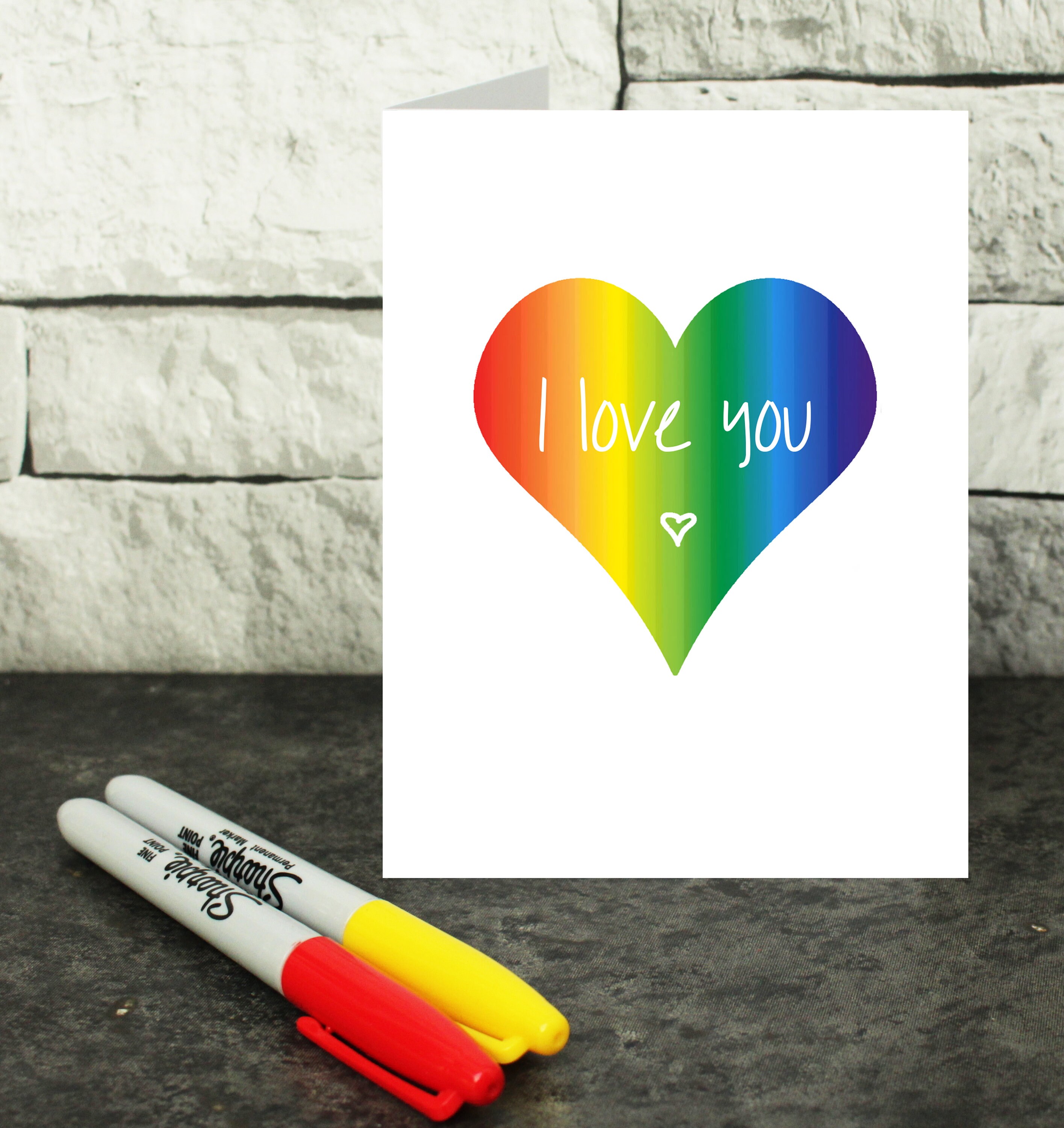 Rainbow Love Card Gay Valentine's Day Card LGBTQ | Etsy