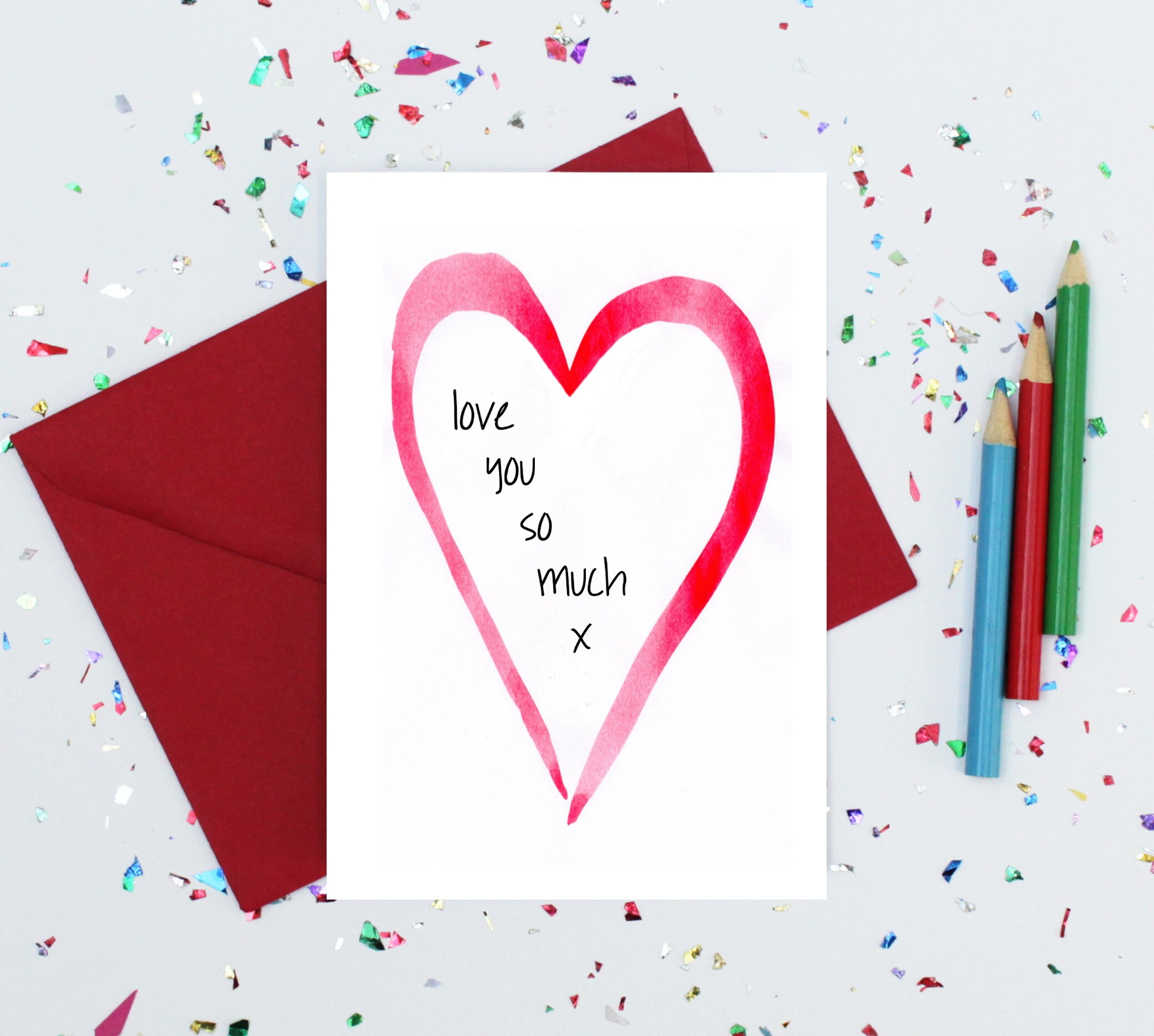 Love You so Much Card Cute Valentine's Day Card - Etsy