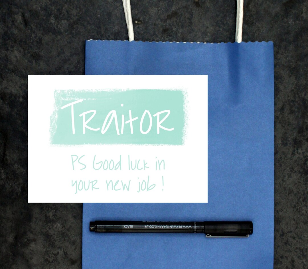 New Job Card Traitor Card Funny Leaving Work Card - Etsy
