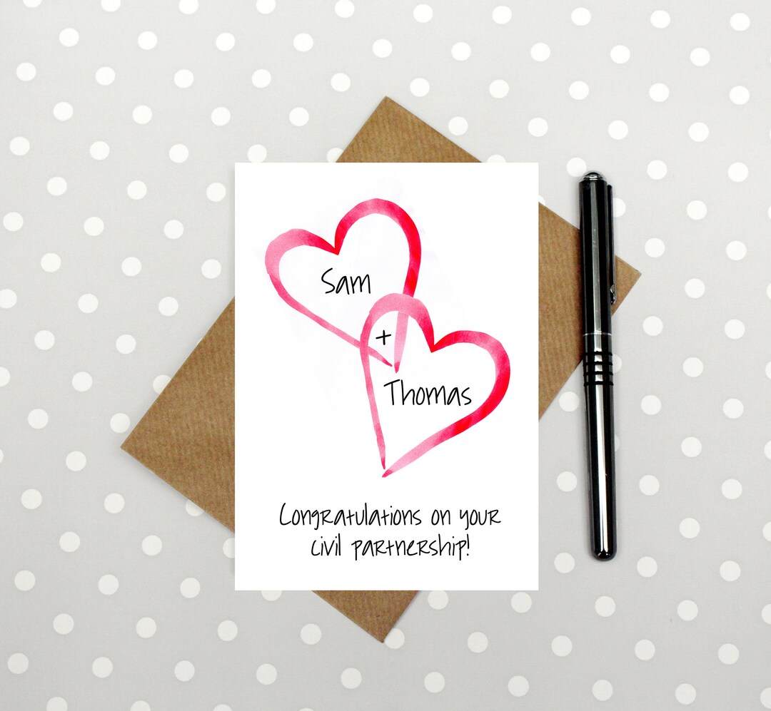 Personalised Civil Partnership Card Congratulations Card - Etsy