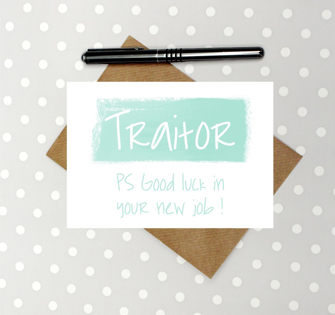 New Job Card Traitor Card Funny Leaving Work Card - Etsy