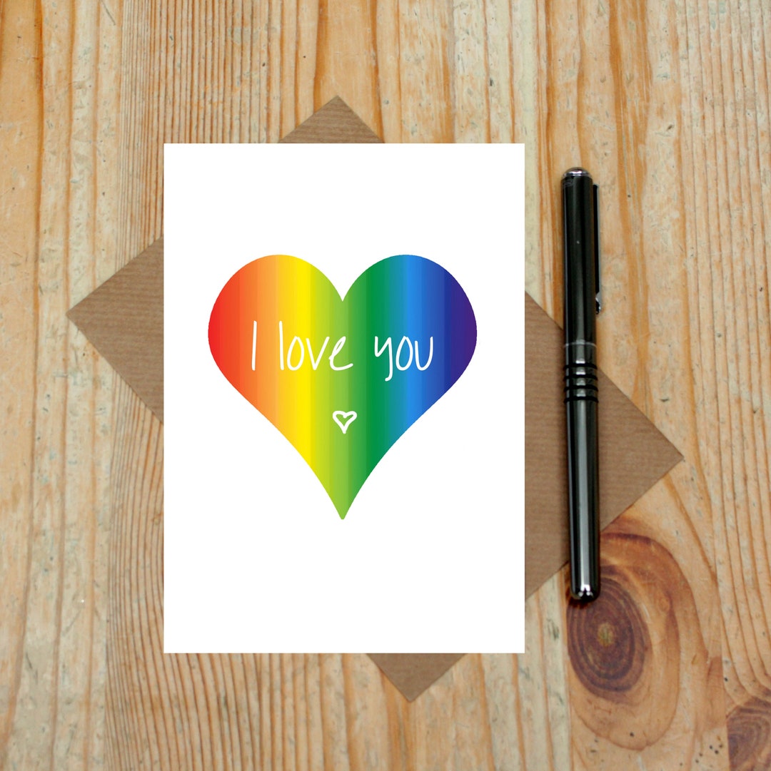 Rainbow Love Card Gay Valentine's Day Card LGBTQ - Etsy