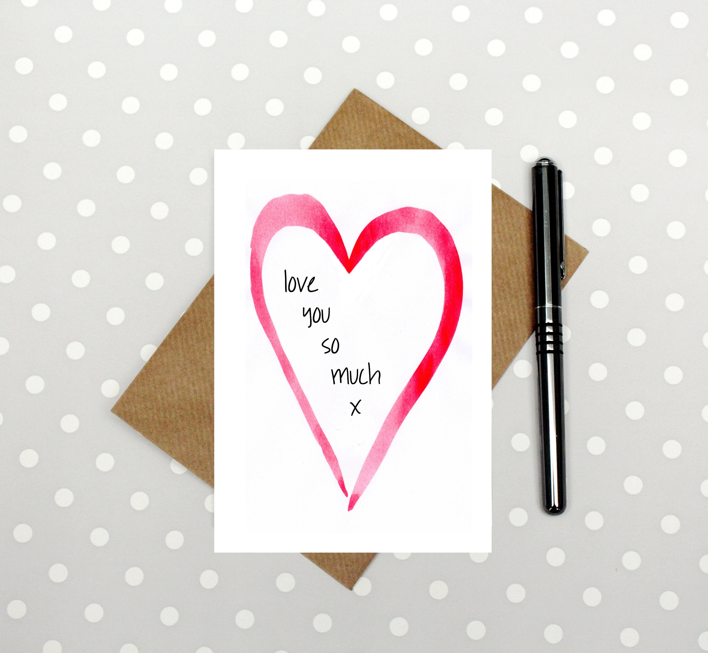 Love You so Much Card Cute Valentine's Day Card - Etsy
