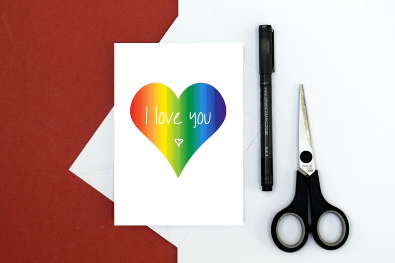 Rainbow Love Card Gay Valentine's Day Card LGBTQ - Etsy