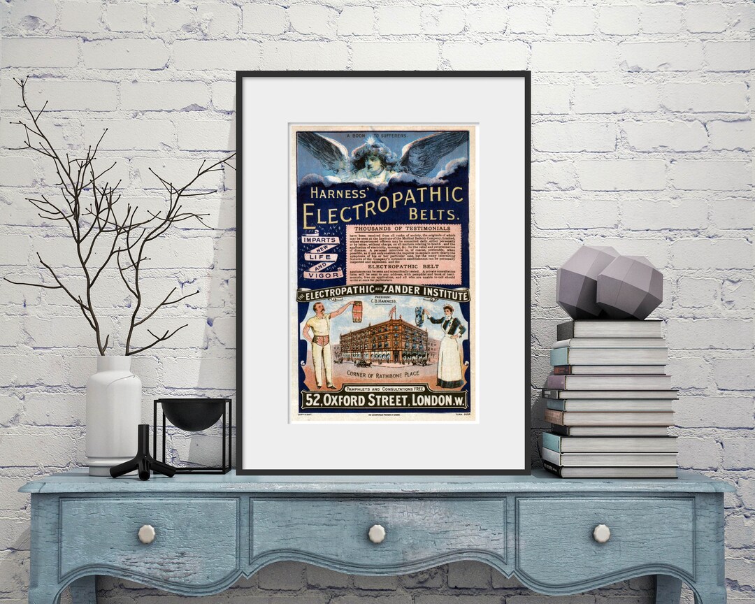 Vintage Quack Medicine Advertisement Patent Medicine Poster Harness Electropathic Belt 2 Red ...