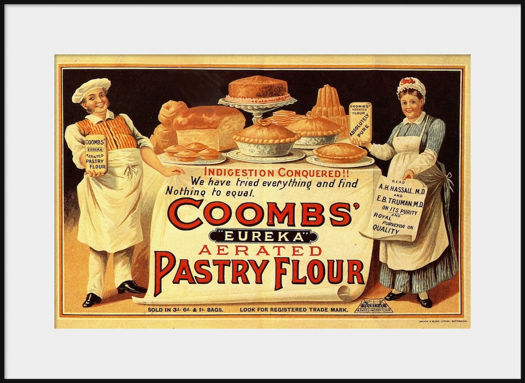 COOMBS' Eureka Aerated Pastry FLOUR Advertisement NEW Fine Art Giclee ...