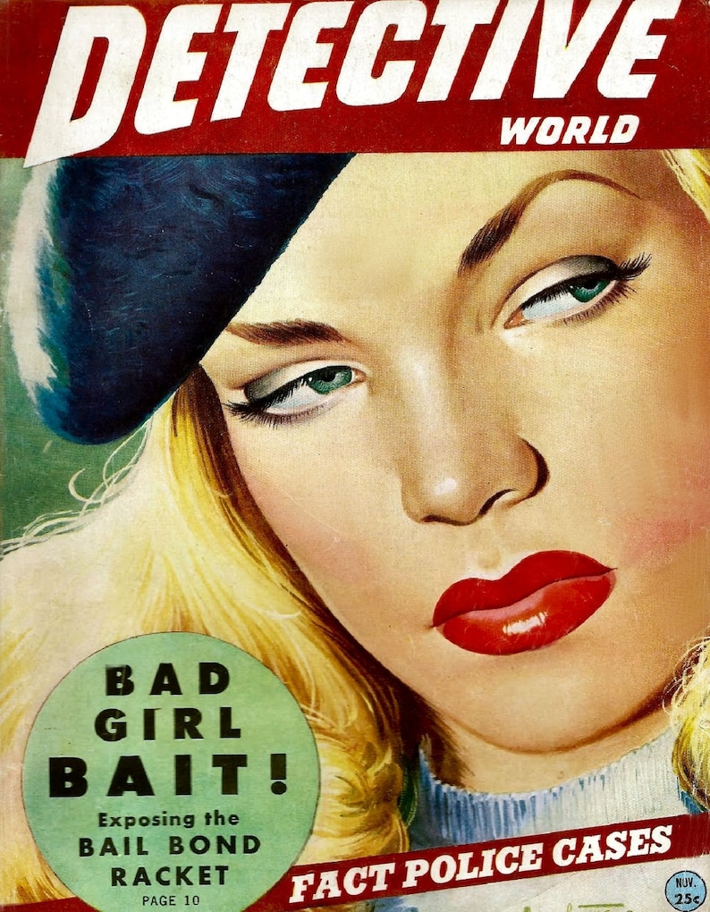 DETECTIVE WORLD Nov '48 Pulp Fiction Magazine Cover NEW - Etsy