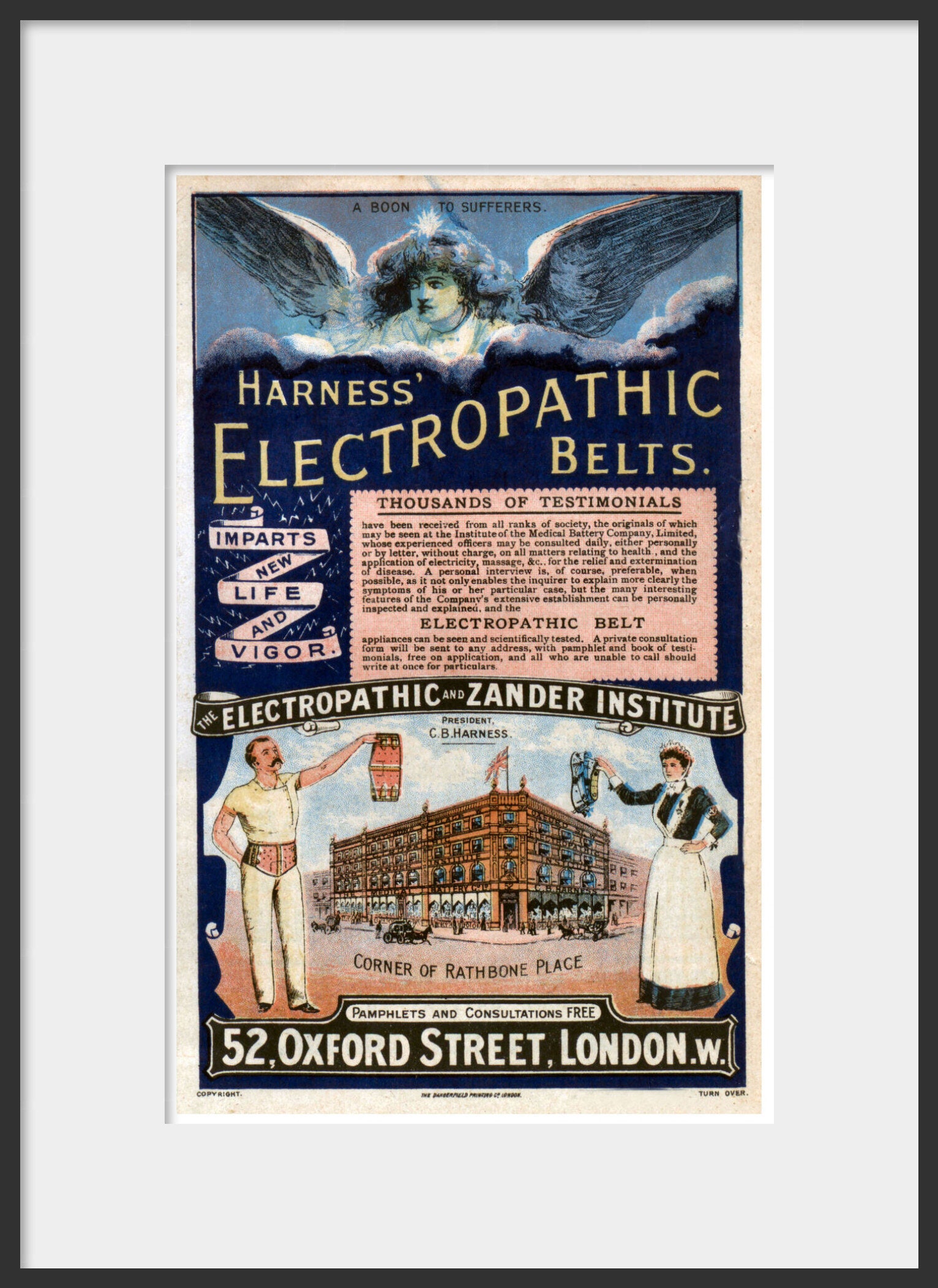 Buy Vintage Quack Medicine Advertisement Patent Medicine Poster Harness Electropathic Belt 2 Red ...