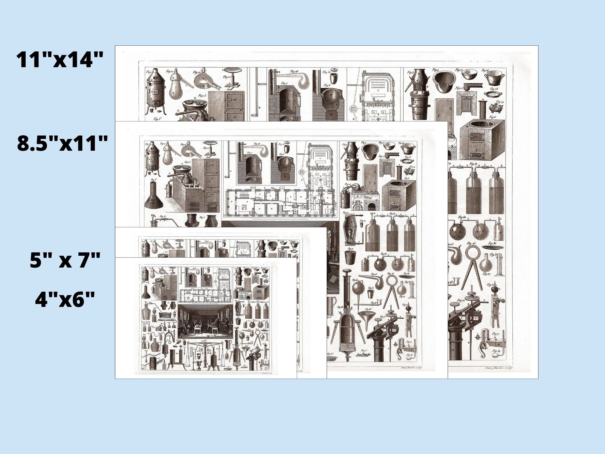 1850 Chemical Laboratory Apparatus Engraving NEW Fine Art - Etsy