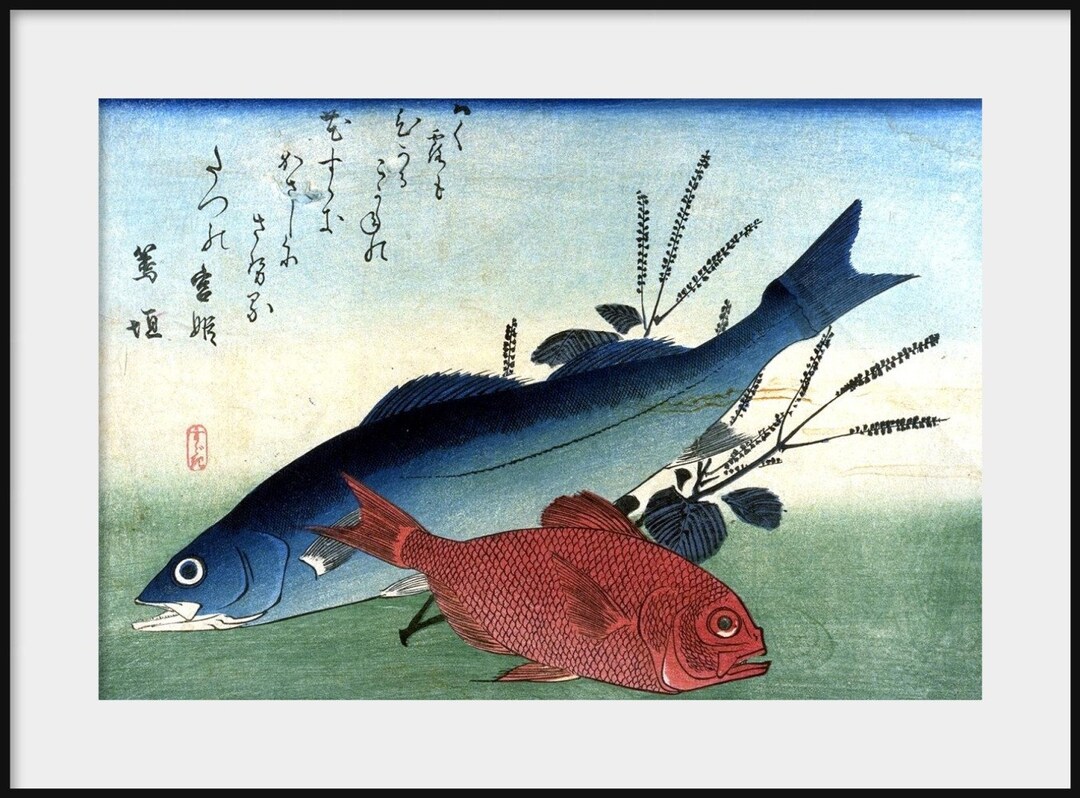 ANDO HIROSHIGE, UTAGAWA, Japanese Fish Woodblock, Suzuki,kimmedai, New ...