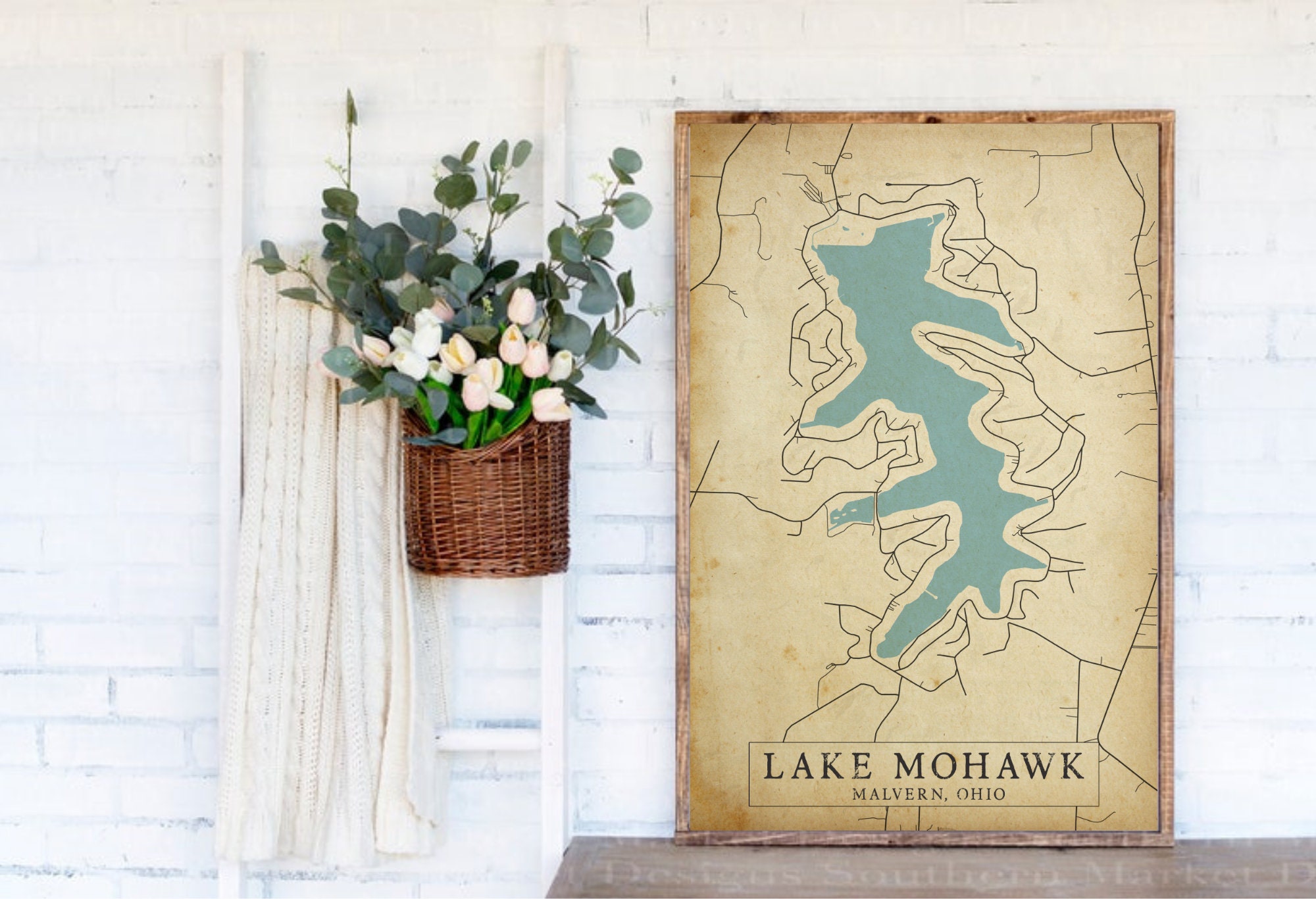 Lake Mohawk Vintage Custom Wood Map Sign Custom Lake Map - Etsy