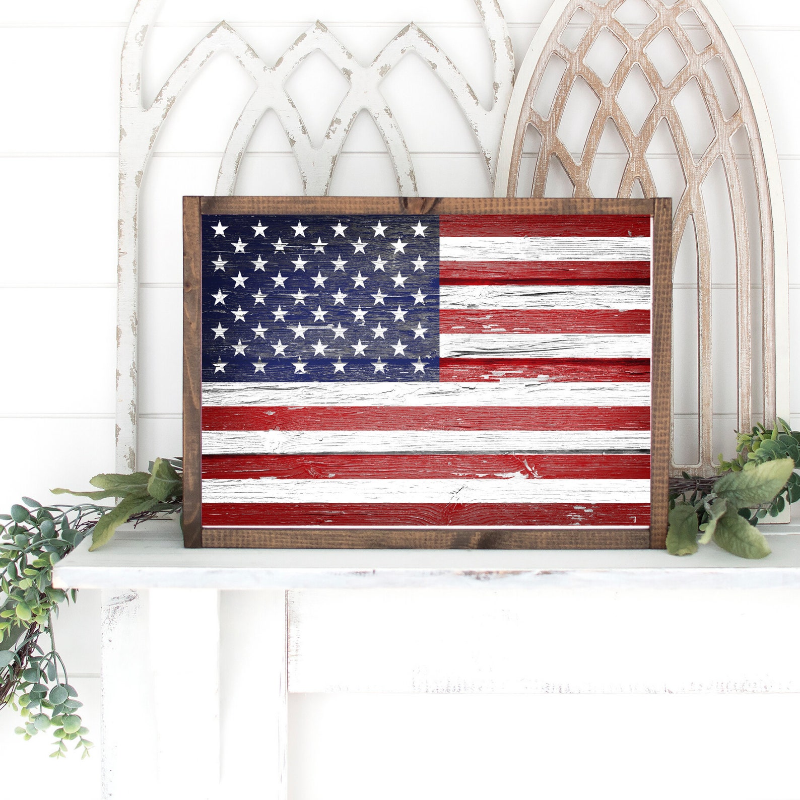 American Flag Wood Sign Living Room Flag Design Distressed - Etsy
