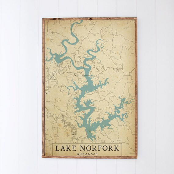 Lake Norfork Vintage Custom Wood Map Sign Custom Lake Map | Etsy