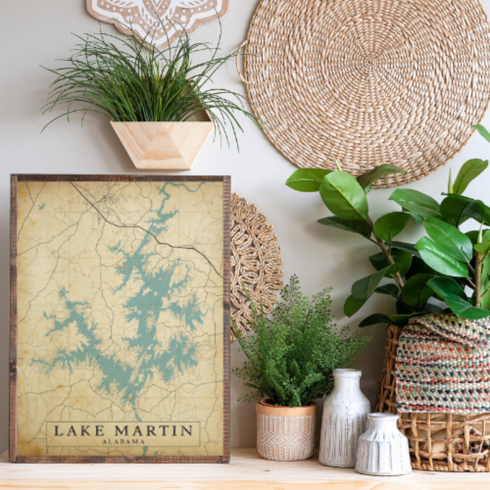 Lake Martin Vintage Custom Wood Map Sign Custom Lake Map - Etsy