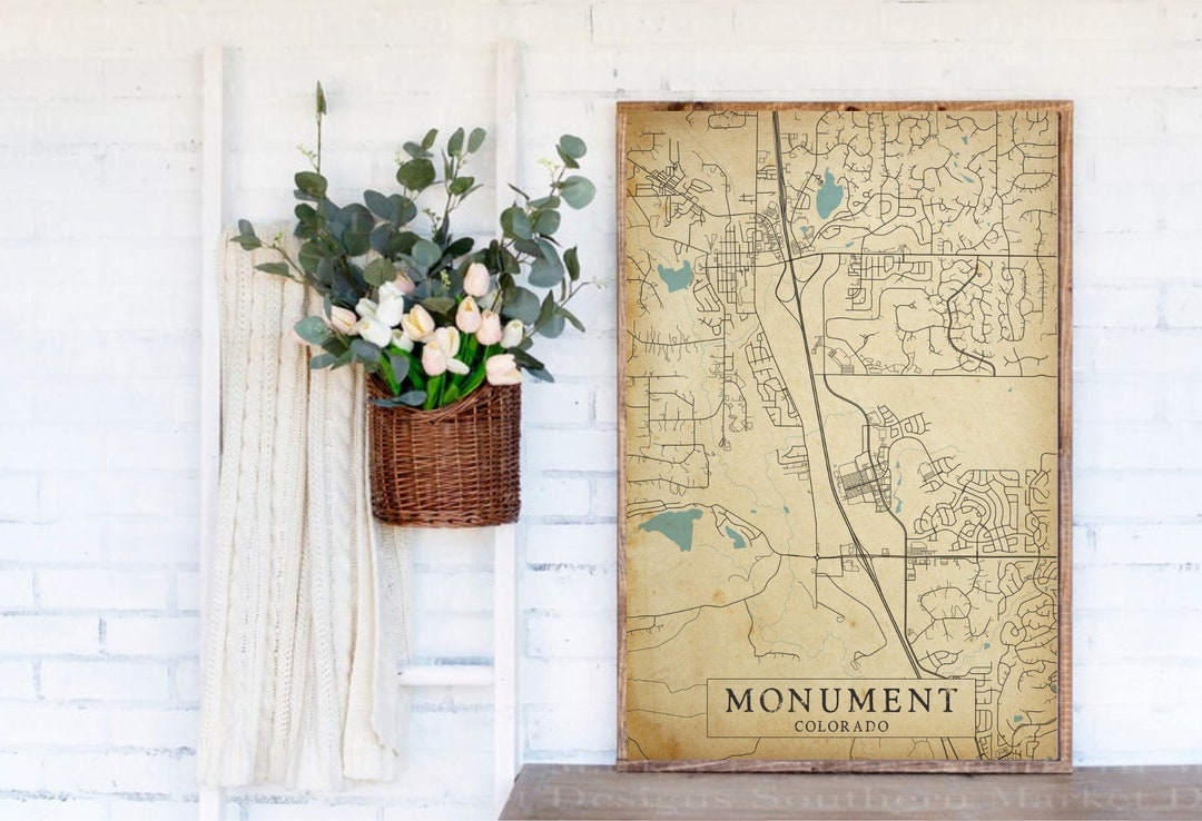 City Map Monument Colorado Vintage Custom Wood Map Sign , Custom Map ...