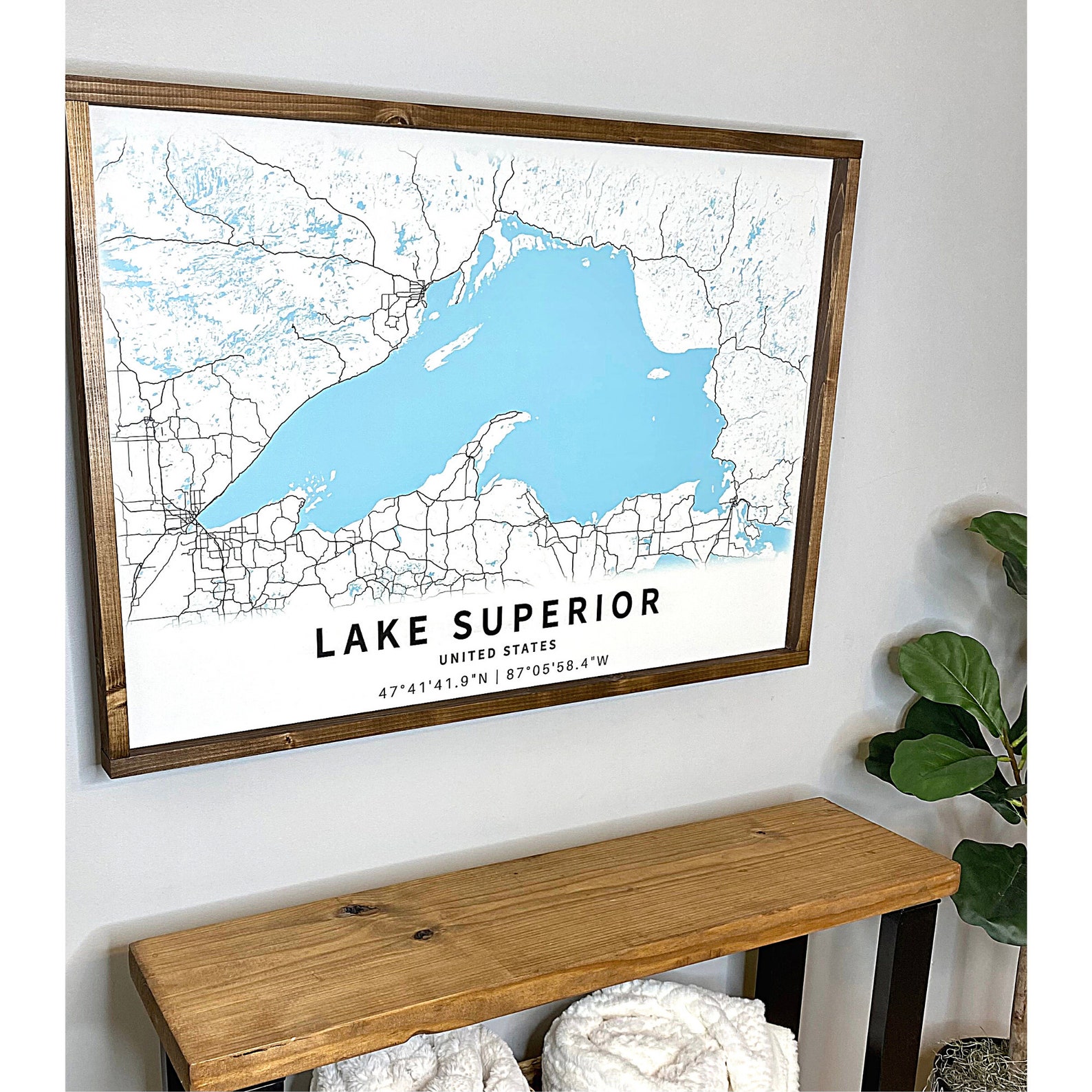 Lake Superior Wood Map Sign Custom Lake Map Home Decor White | Etsy