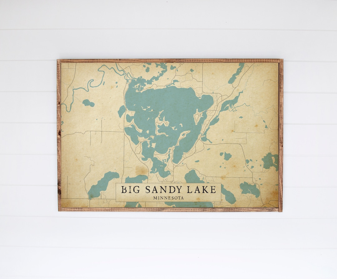 Big Sandy Lake Minnesota Vintage Custom Wood Map Sign , Custom Lake Map ...