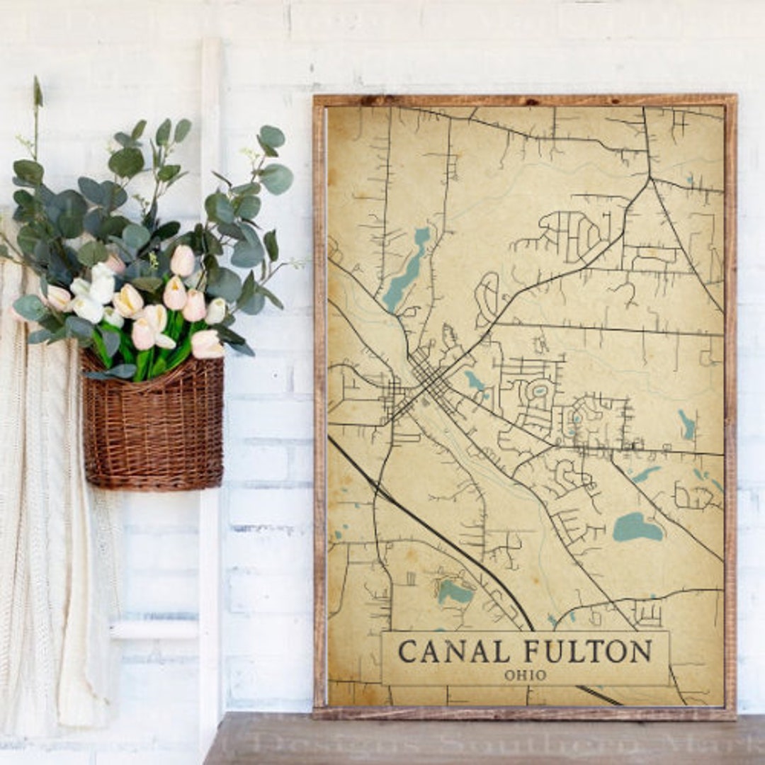 Canal Fulton Ohio Vintage Custom Wood City Map Sign , Custom Lake Map ...
