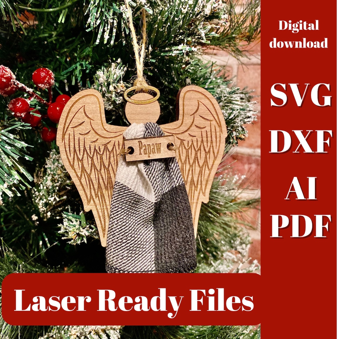 Memorial Angel Svg Pdf Ai Dxf Digital Download File for Laser - Etsy