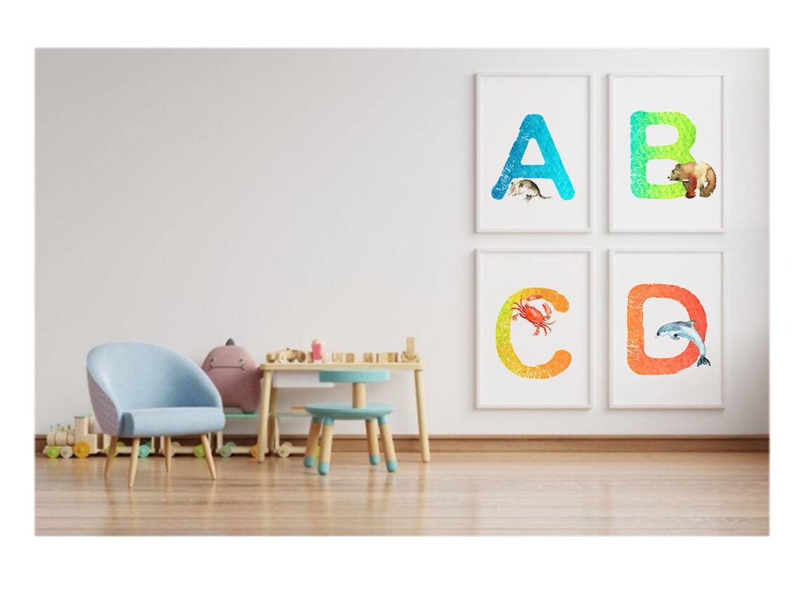 Alphabet Art - Download & Print - Original Watercolor Artwork - Set of ...