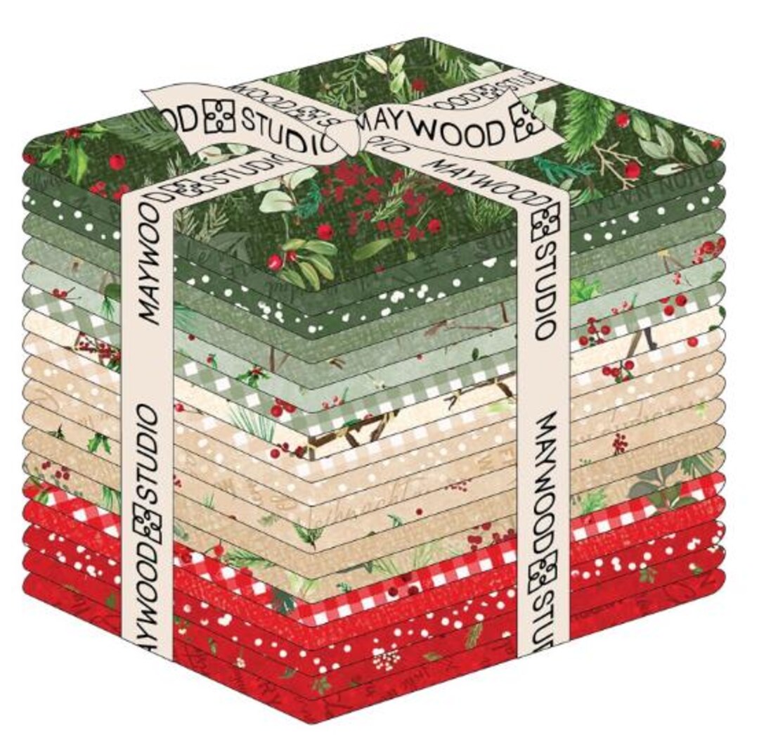Winter Wreaths Fat Quarter Bundle 19pc. Maywood Studio - Etsy