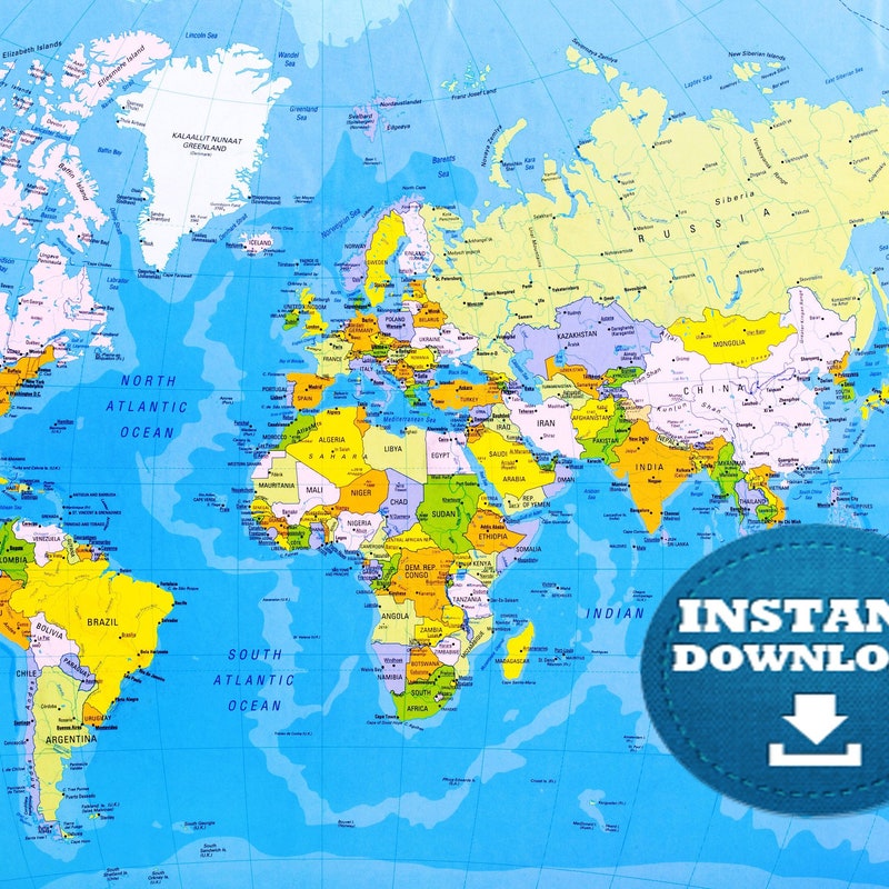 A3 World Map - Etsy UK