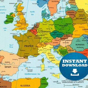 Digital Europe Map of European Countries Printable Download, Map of ...