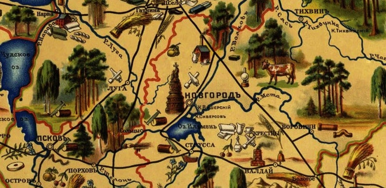 Vintage Pictorial Map of European Russia, 1903, Historical Poster - Etsy