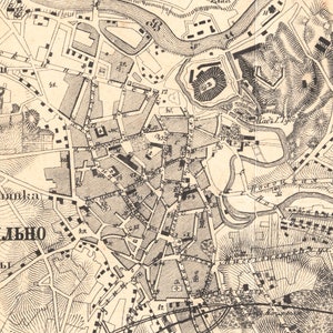 Vilnius Vintage City Map Print, 1861, Historical Russian Edition - Etsy