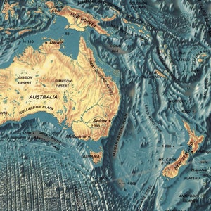 Digital Ocean Relief World Map Printable Download, Yellow Continents ...