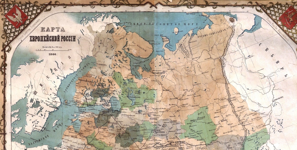 Vintage Russia Ethnographic Map Poster, 1866 - Etsy