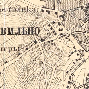 Vilnius / Wilna / Vilnja / Wilno / Vilno Vintage City Map on Paper 1861 ...