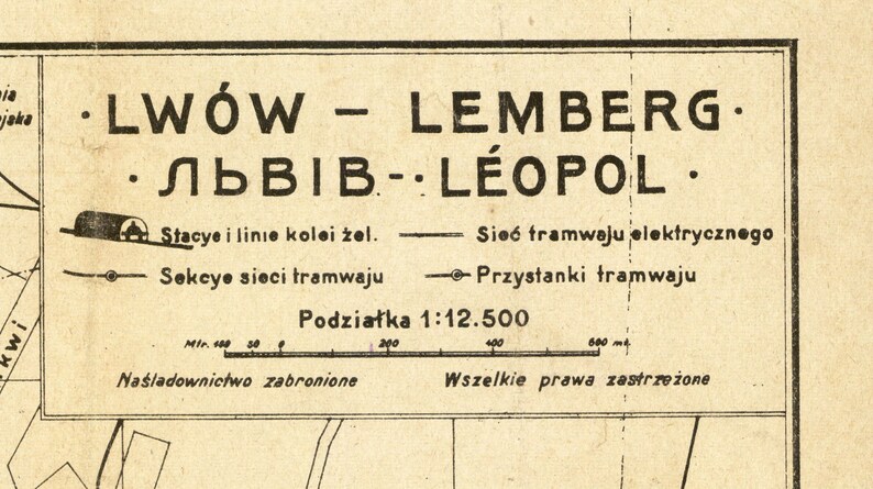 Lwow / Lemberg / Lviv / Leopol Vintage City Map on Paper, Historical ...
