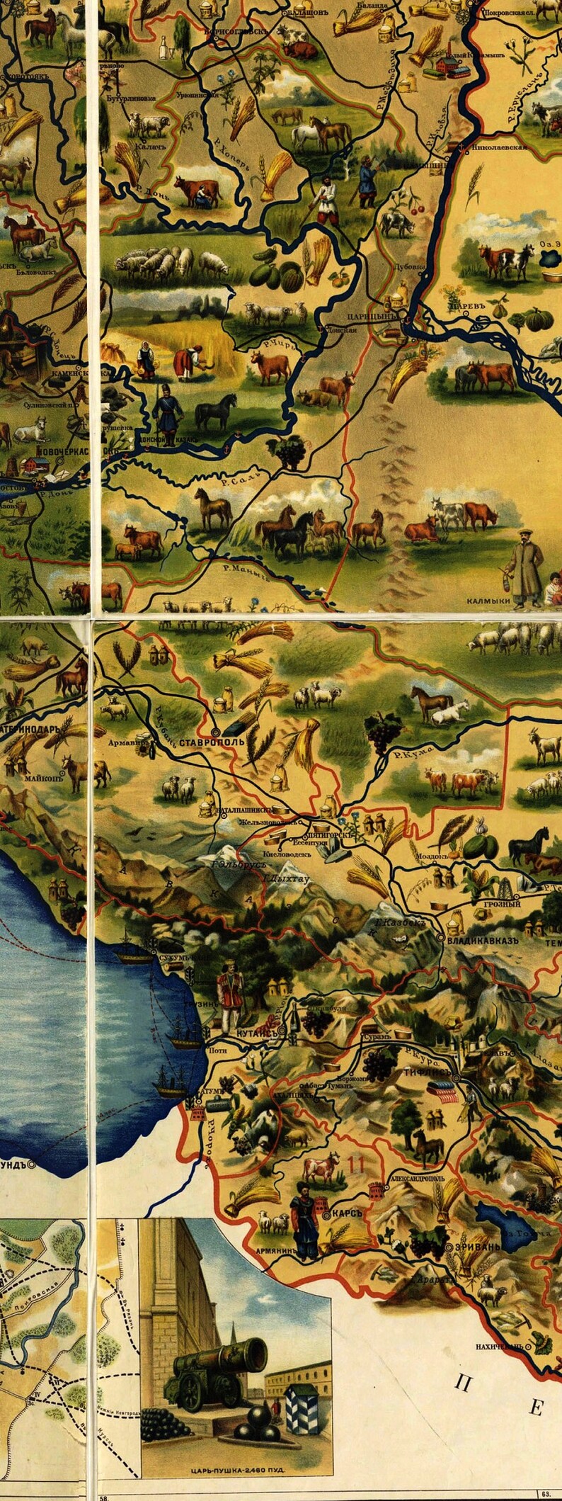 Vintage Pictorial Map of European Russia, 1903, Historical Poster - Etsy