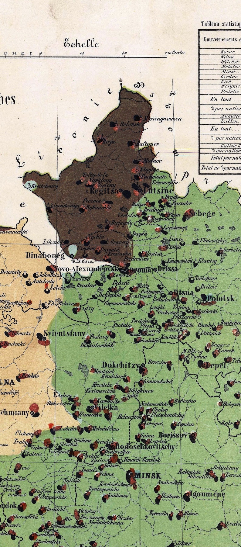 Vintage Ethnographic Map of Western Russia Poster - Etsy