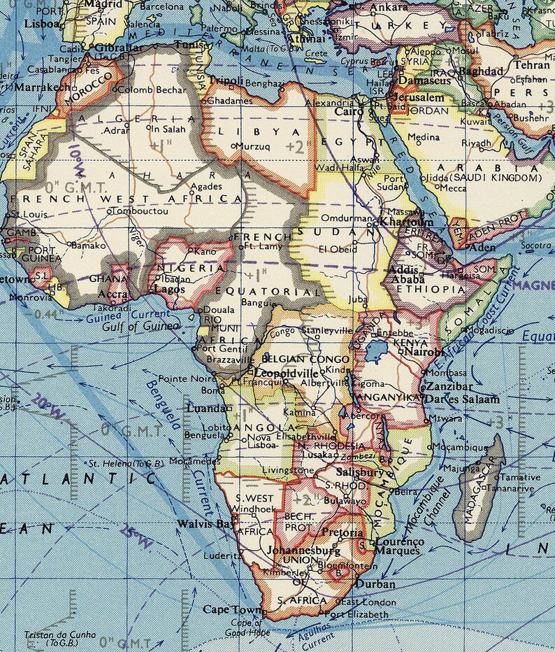 Digital America Centric World Map Printable Download. Vintage World Map ...