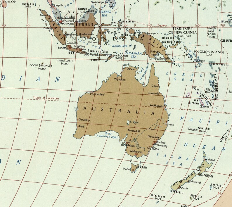 Digital 1967 Vintage Political Soviet PRL Colorful World Map - Etsy