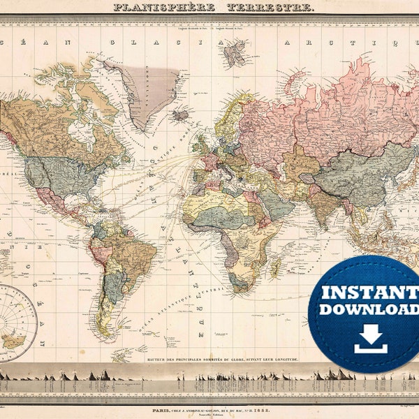 Pink World Map - Etsy