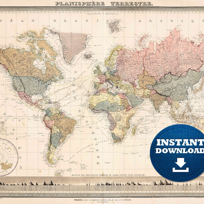 Pink World Map - Etsy