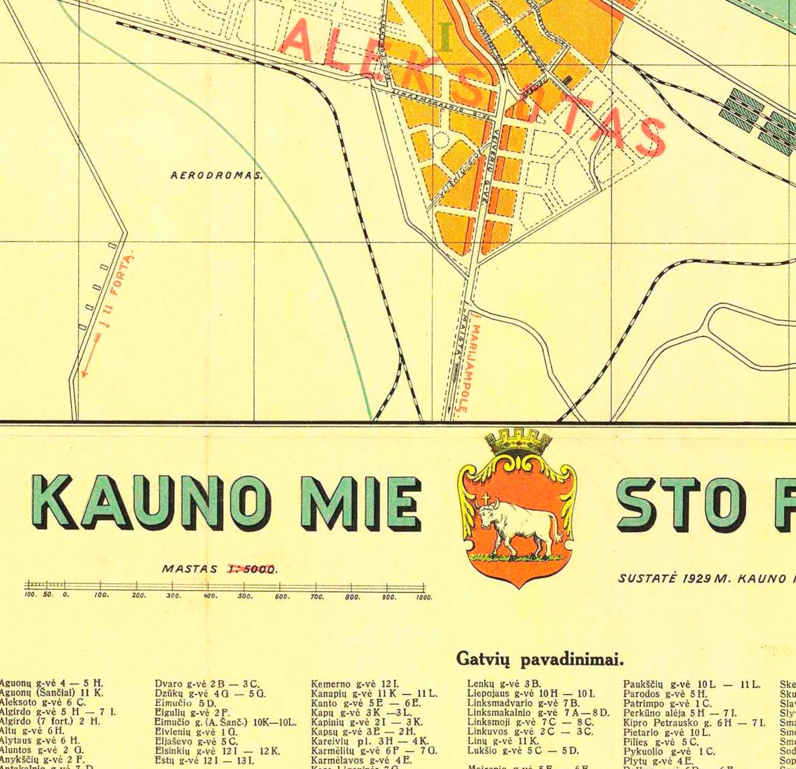 Kaunas/ Kowno/ Kauen City Map Poster on Paper 1929. Lithuania - Etsy