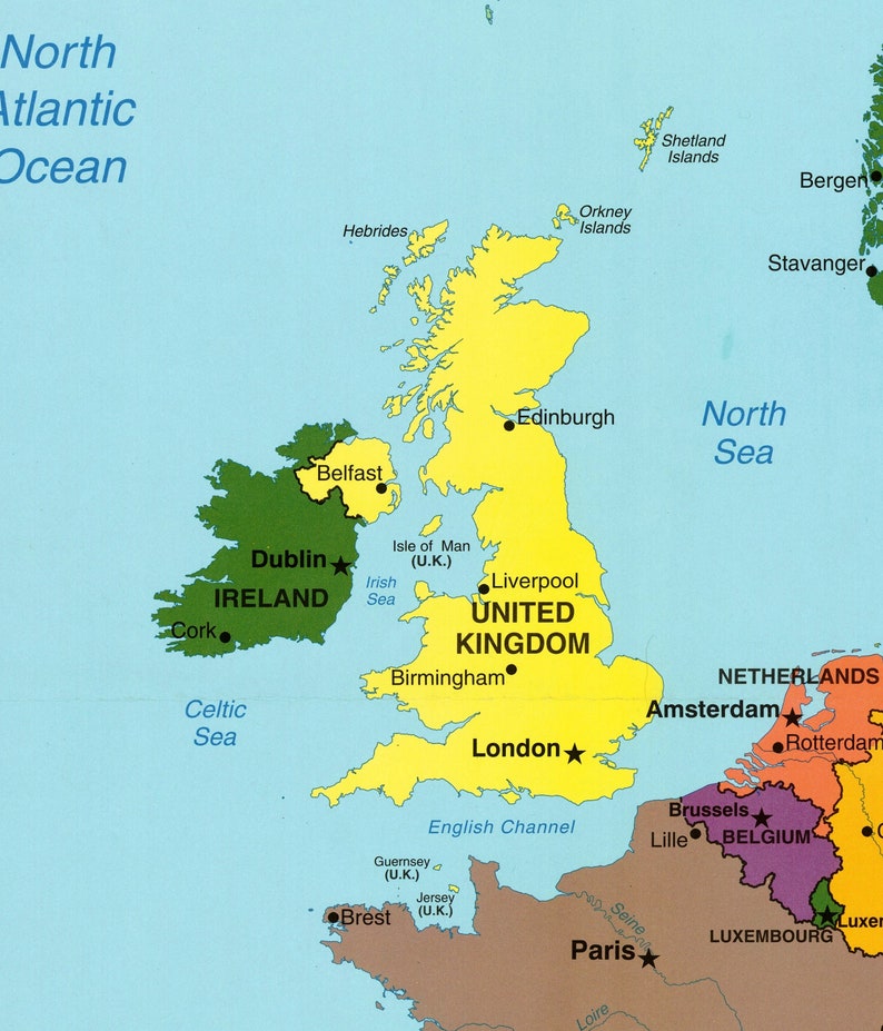 Digital Political Colorful Map of Europe Ready to Print Map - Etsy