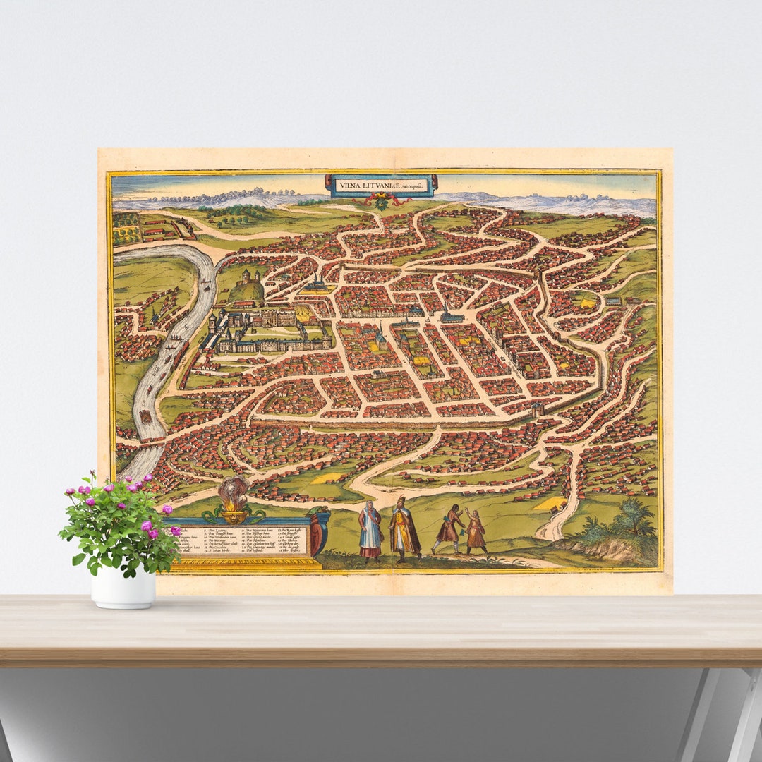 Vilnius / Vilna / Wilno Vintage Historical Antique City Map on Paper ...