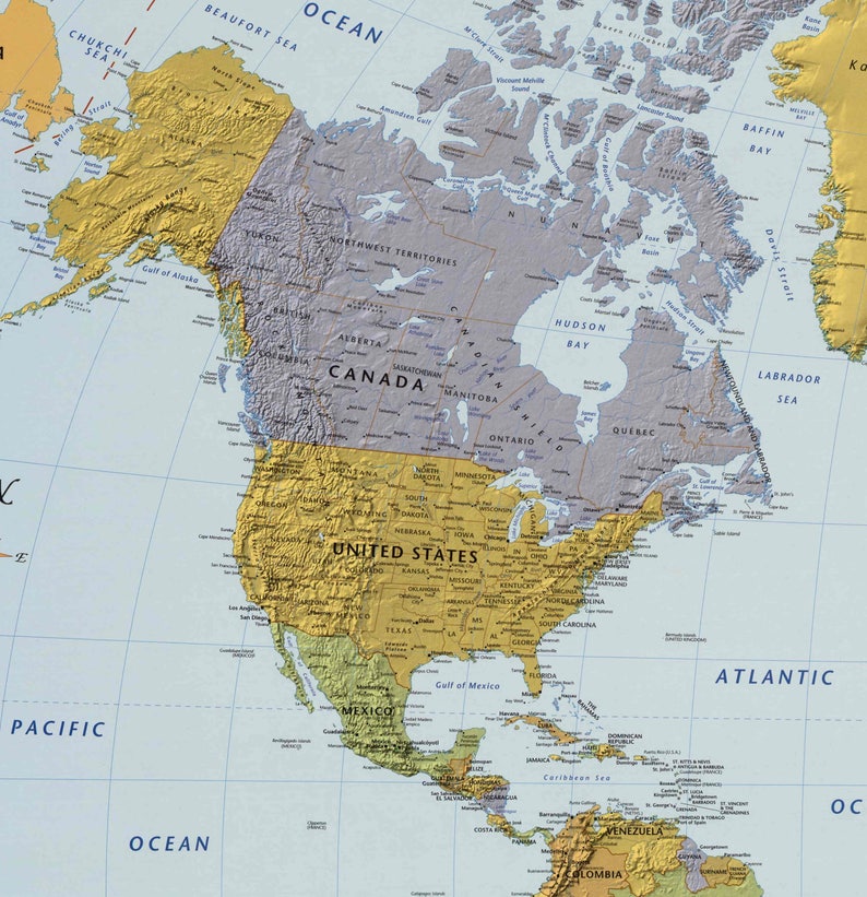 Digital Modern Political World Map Printable Download. Large | Etsy