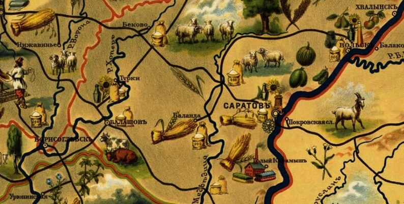 Vintage Pictorial Map of European Russia, 1903, Historical Poster - Etsy