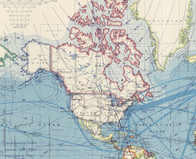 Digital America Centric World Map Printable Download. Vintage World Map ...