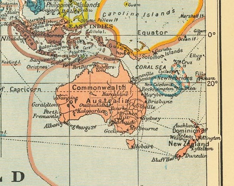 Digital Atlas World Map Printable Download. Vintage Colorful | Etsy