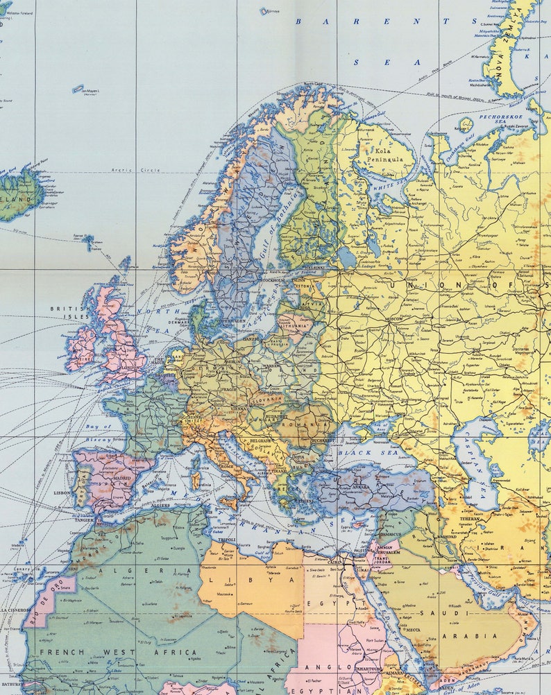 Digital Vintage Political World Map 1944. Instant Download. | Etsy