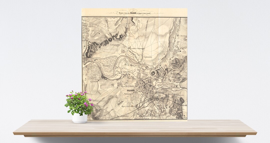 Vilnius Vintage City Map Print, 1861, Historical Russian Edition - Etsy